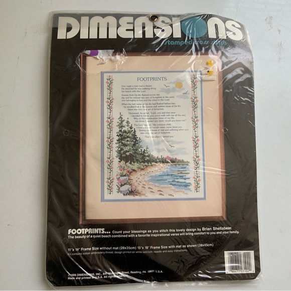 Dimensions | Wall Decor | Dimensions Cross Stitch Kit Footprints Vtg ...